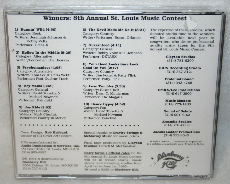 8TH ST LOUIS MUSIC CONTEST 1994 CD DETAR-X Post-Nuclear Trash BOORAYS ...