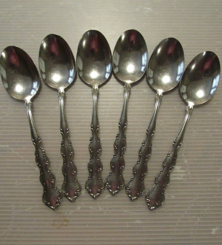6 Oval Soup Dessert Spoon Oneida Deluxe Stainless MOZART Flatware ...