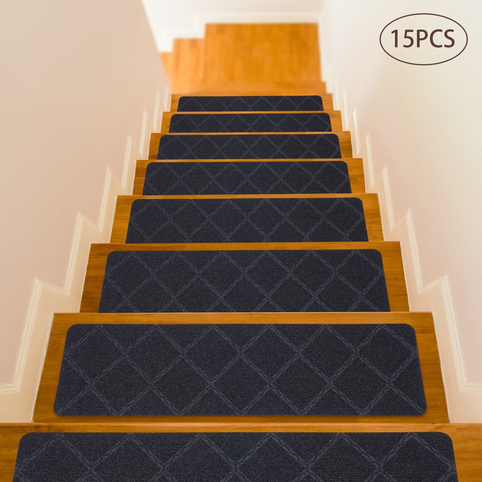 Set of 15 Stair Treads Non Slip Skid Mats, Pads Carpet Rugs Coffee ...