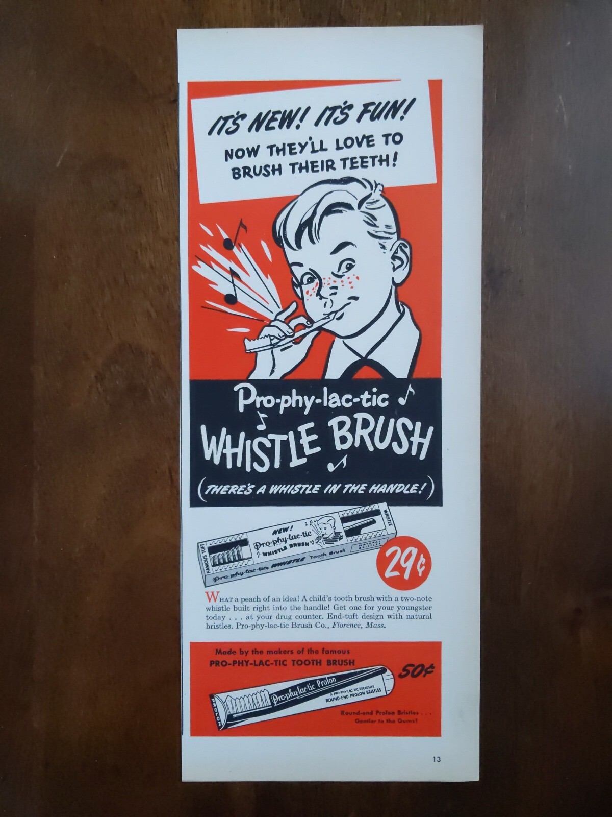 1949 vintage Prophylactic whistle toothbrush. Child's toy Post WW2. | eBay