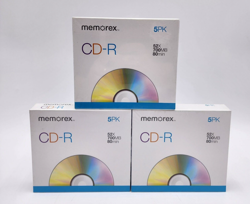 3x Memorex CD-R 52X 700MB 80 min (5 Pack) Blank Media **Brand New ...