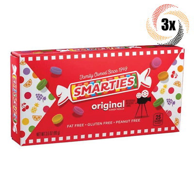 3x Packs Smarties Original Assorted Flavor Candy Rolls Theater Box | 3 ...