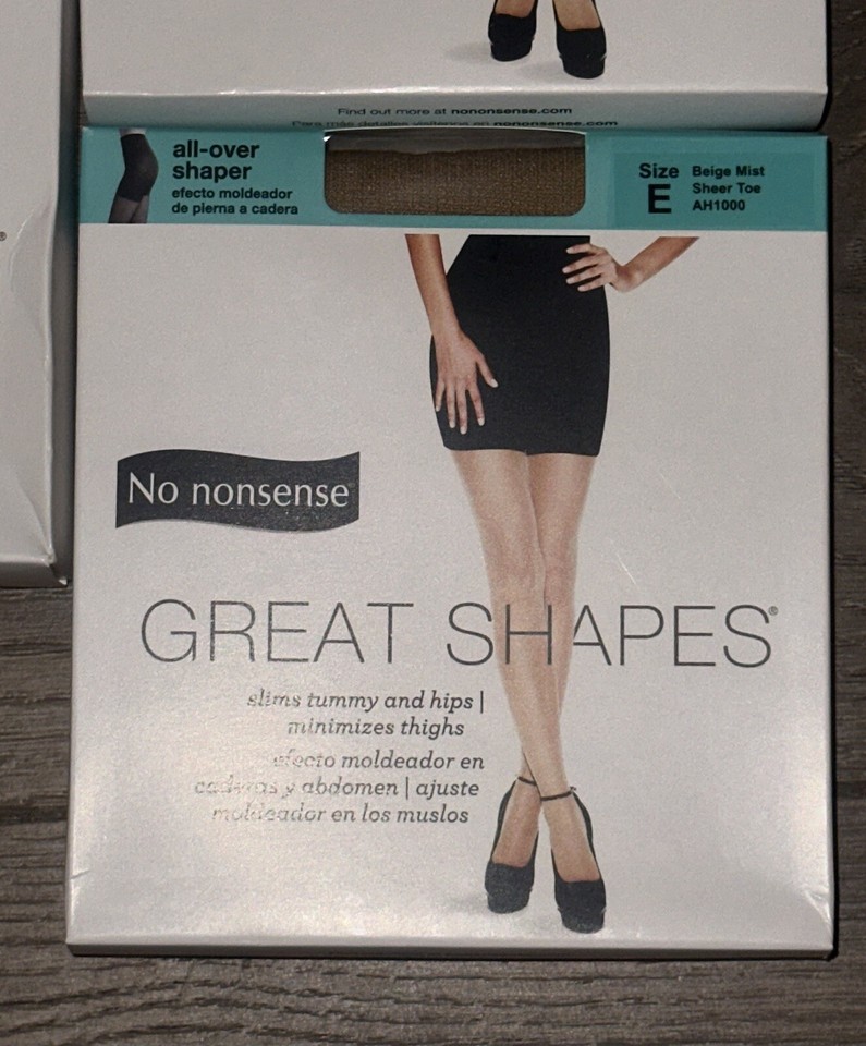 3 Pair No Nonsense Great Shape BEIGE MIST Sheer Pantyhose All-Over ...