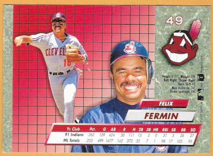 FELIX FERMIN CLEVELAND INDIANS #49 - FLEER ULTRA NM-MT 1992 | eBay