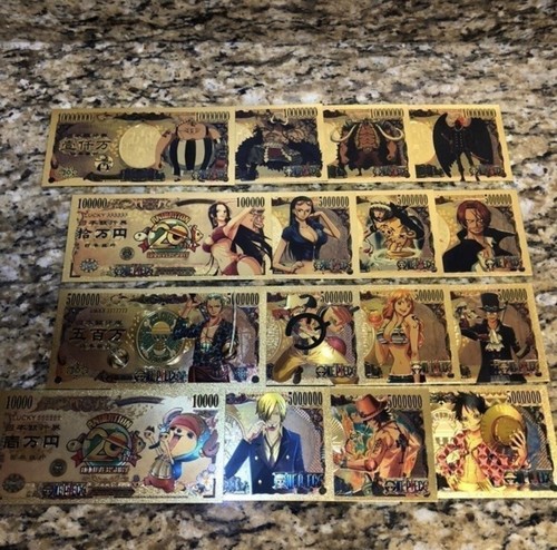 24k Gold Foil Plated One Piece Banknote Set Anime Collectible | eBay ...