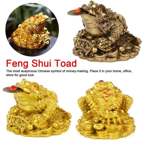 Toad Money LUCKY Fortune Golden Frog Toad Coin Ornaments Office ...