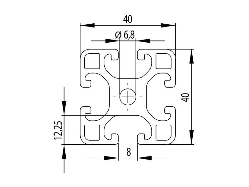 Aluminum profile black 40x40 L I type slot 8 light Alu (29,90£/m,min.1 ...