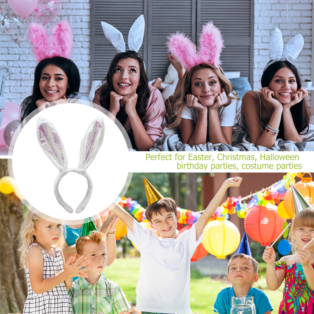 Easter Rabbit Ears Headband Hair Accessories for Women Girl (White ...