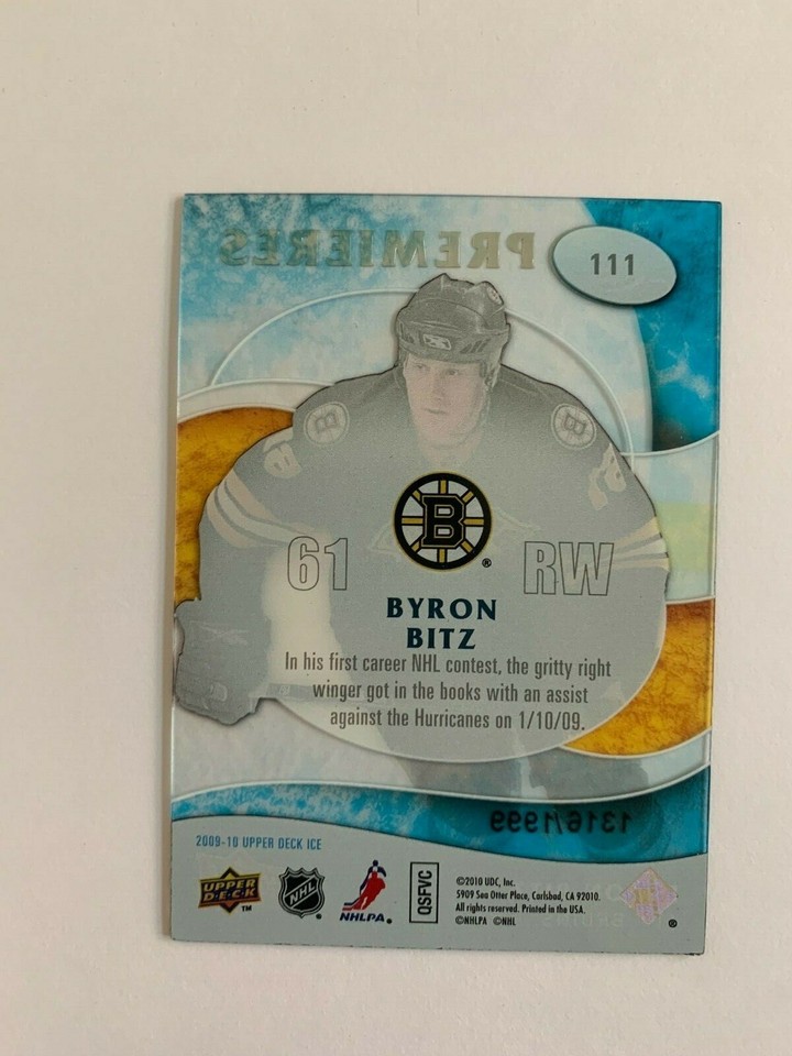 2009-10 Upper Deck Ice #111 Byron Bitz RC 1316/1999 - Boston Bruins | eBay