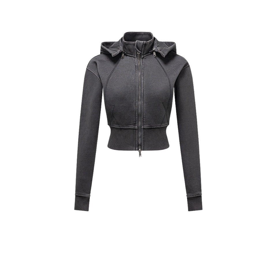 Women's Fleece Zip Up Cropped Hoodie Workout Jacket Long Sleeve ...