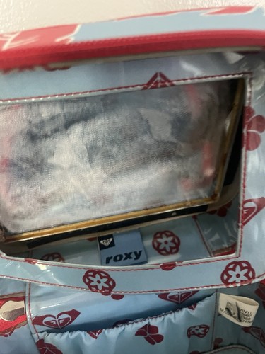 Vtg Roxy Travel Cosmetic Hard Case Red Blue Floral Hibiscus Bag Rare 90 ...