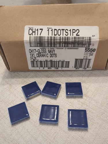 Lot of 4 Boxes of 96 1x1 Inch Gloss Navy Ceramic Tile Dots Mosaics ...