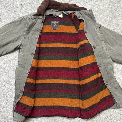 VINTAGE Woolrich Coat Men Large Blue Chore Barn Jacket Aztec Blanket ...