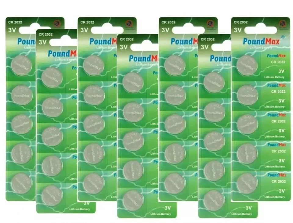 CR2032 2032 Battery Lithium DL2032 3V Batteries POUNDMAX Coin Cell ...
