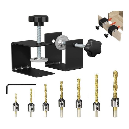 4Pcs Universal Cabinet Hardware C Clamp with Countersink Drill Bits Set ...