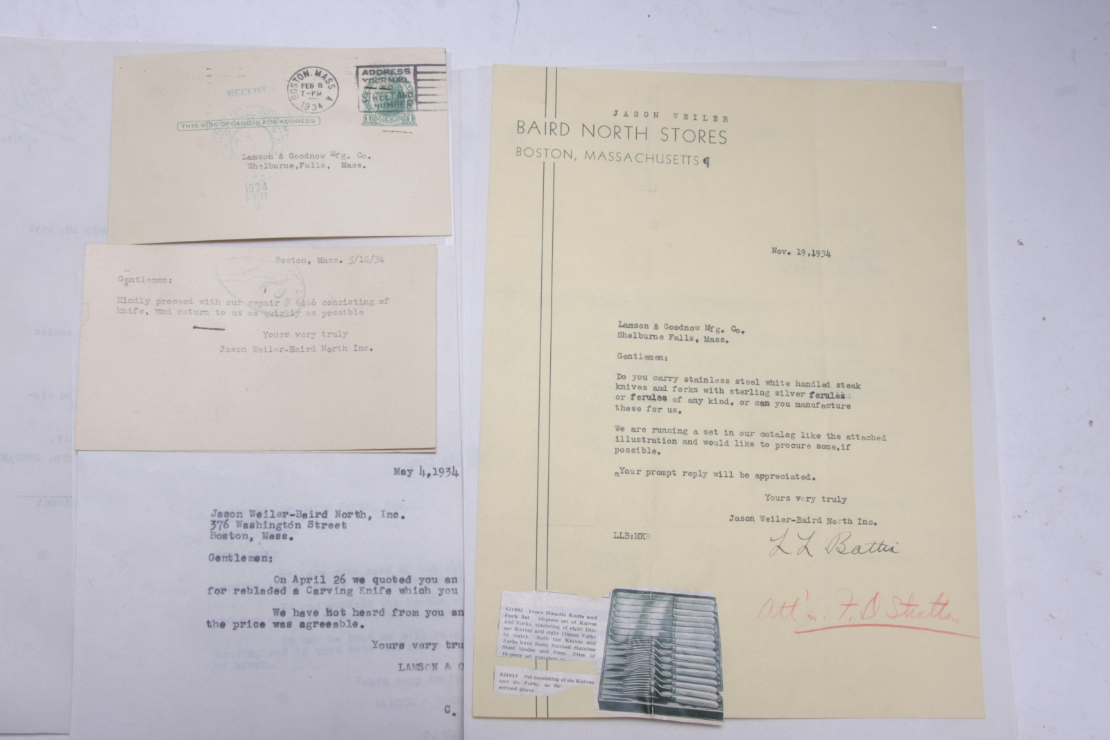 1934 Lamson Goodnow Jason Weiler Baird North Stores Boston MA Ephemera ...