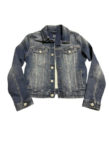 GAP Kids Girls Soft Stretch Denim Jean Jacket Blue Med Wash Snaps Size ...