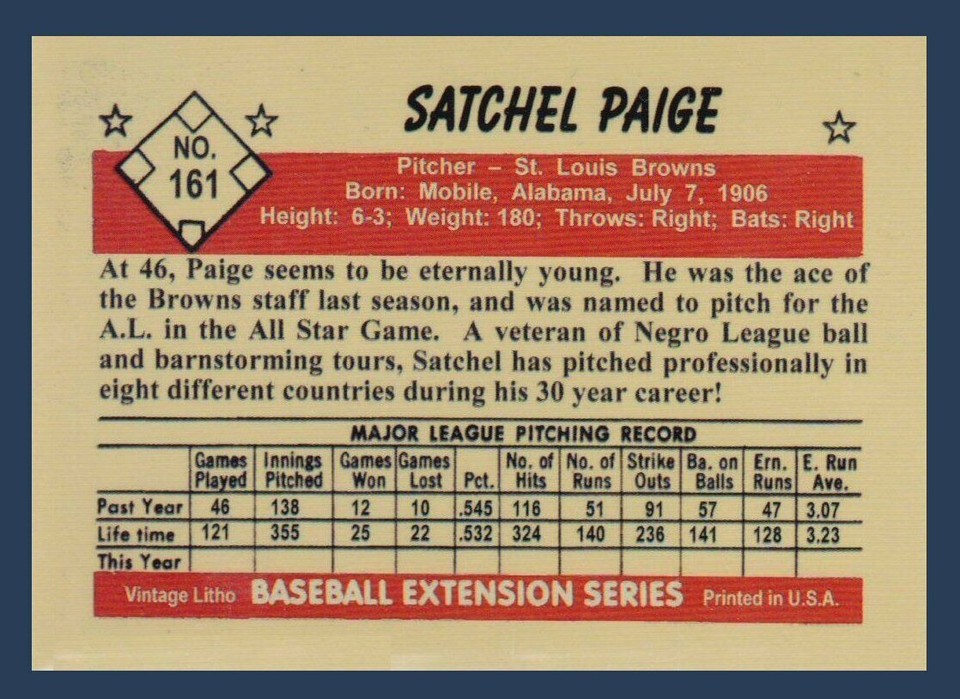 Satchel Paige St Louis Browns / MC Vintage Litho / FREE SHIP / NM+ | eBay