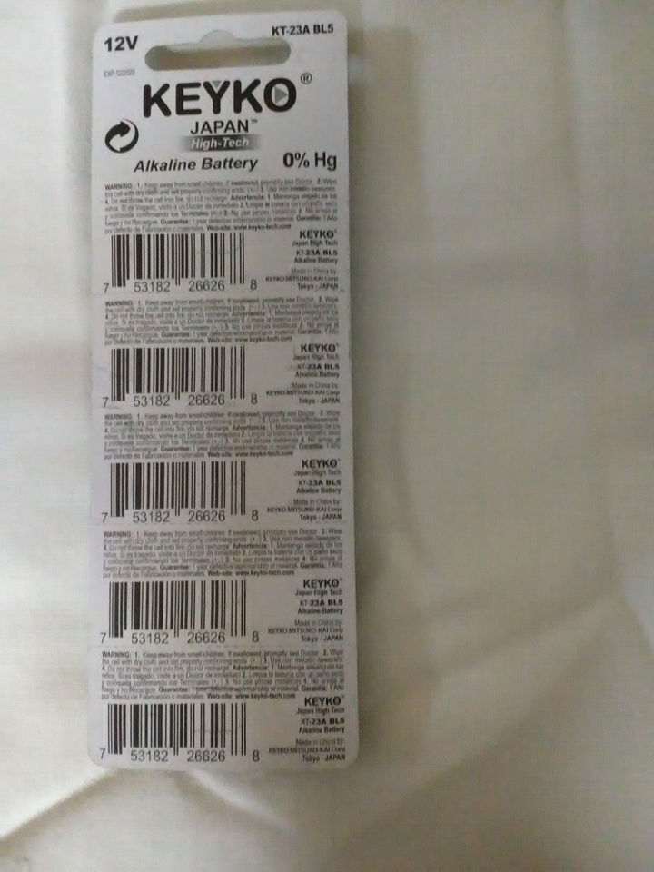 KEYKO KT-23A A23 12V Alkaline Battery for Garage Doors Opener 20ct | eBay