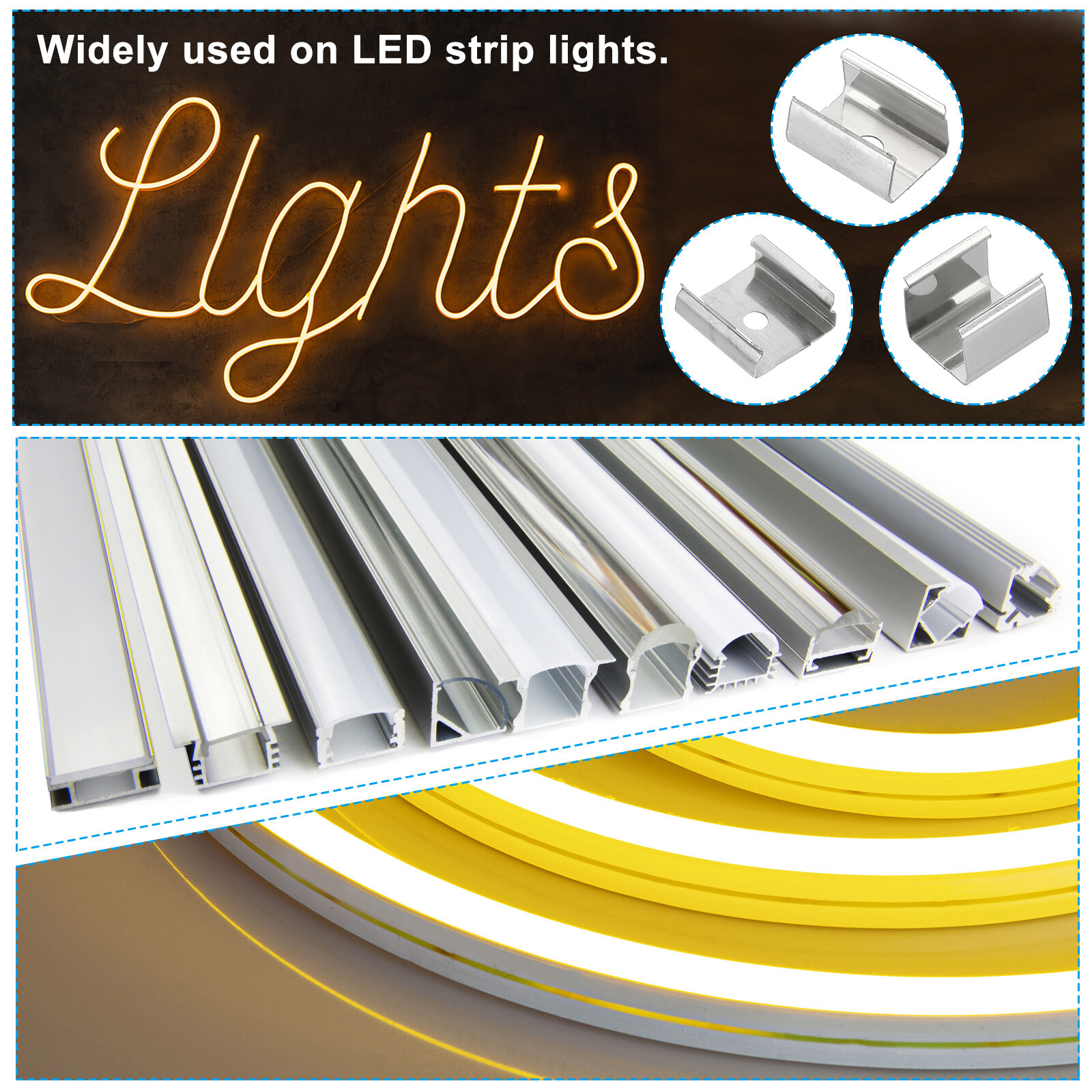 LED Strip Clips 60pcs Stainless Steel Brackets Fixing Clip for 16mm to ...