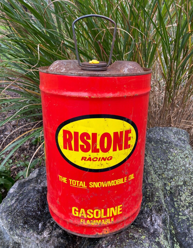 Vintage Rislone Racing Snowmobile 6 Gallon Oil Gasoline Gas Can Empty ...