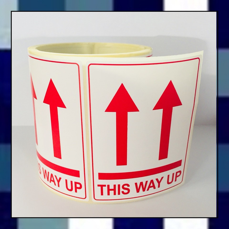 THIS WAY UP LABELS / PACKAGING LABELS x 50 - 74mm x 101.6mm THIS WAY UP ...