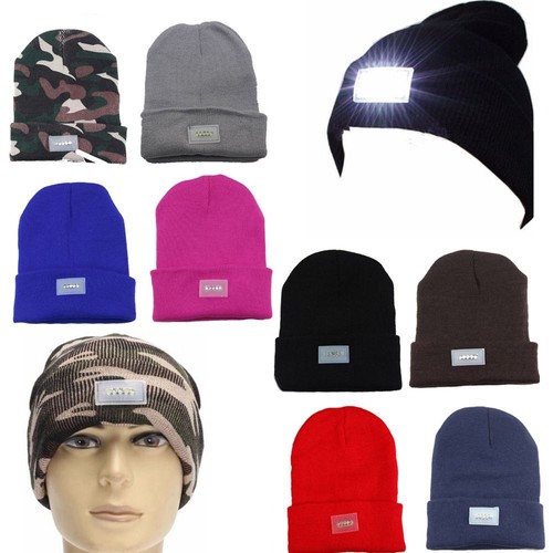 Women's Fashion Hip-Hop Unisex Lighted Ski Cap Bicycle LED Hat Crochet ...