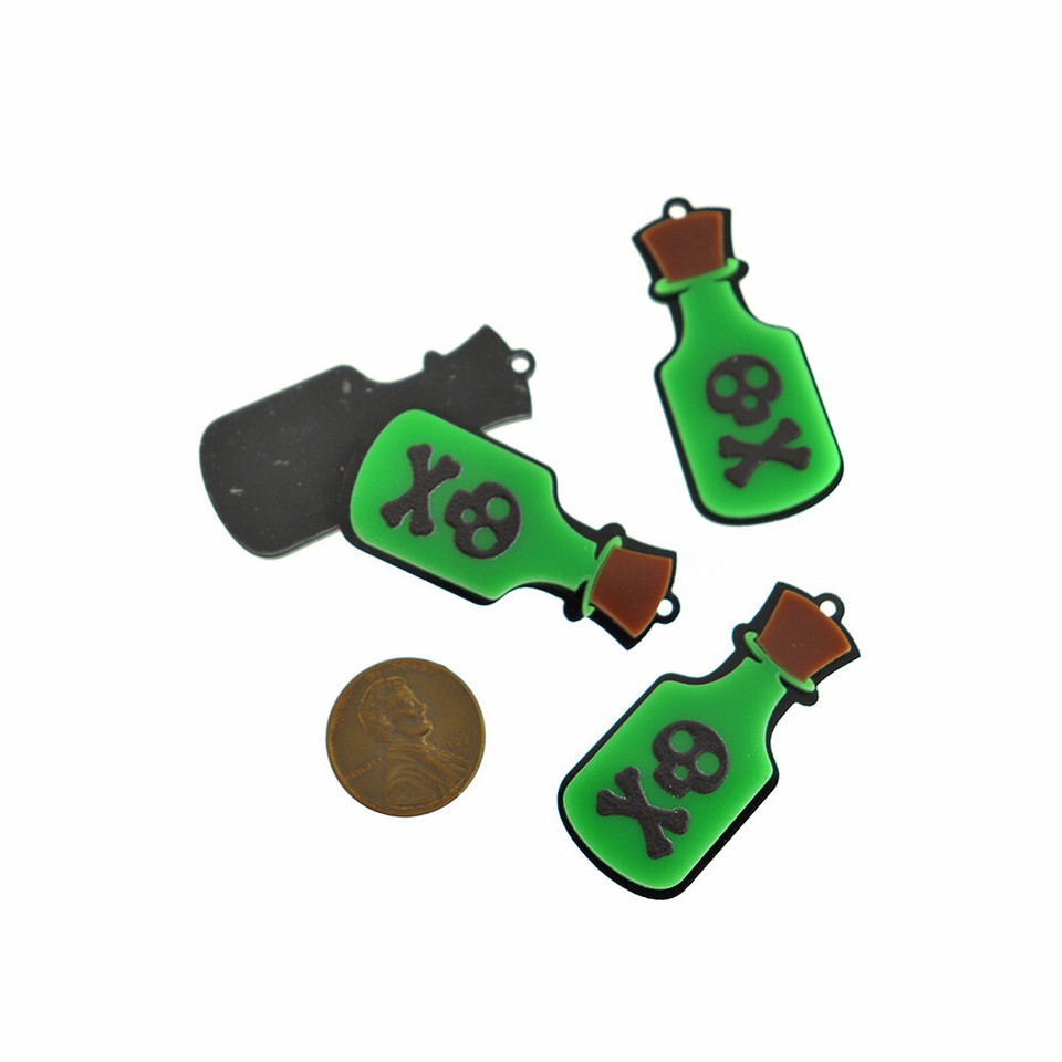 2 Poison Bottle Acrylic Charms - K640 | eBay