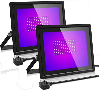 2X 100W UV Black Light LED Floodlight Outdoor Dimmable Stage Party Bar ...