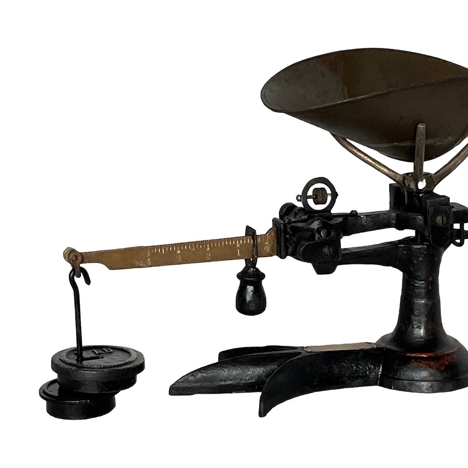 Rare - Badger Cast Iron Mercantile Scale w/ Brass Beam & Weights ...