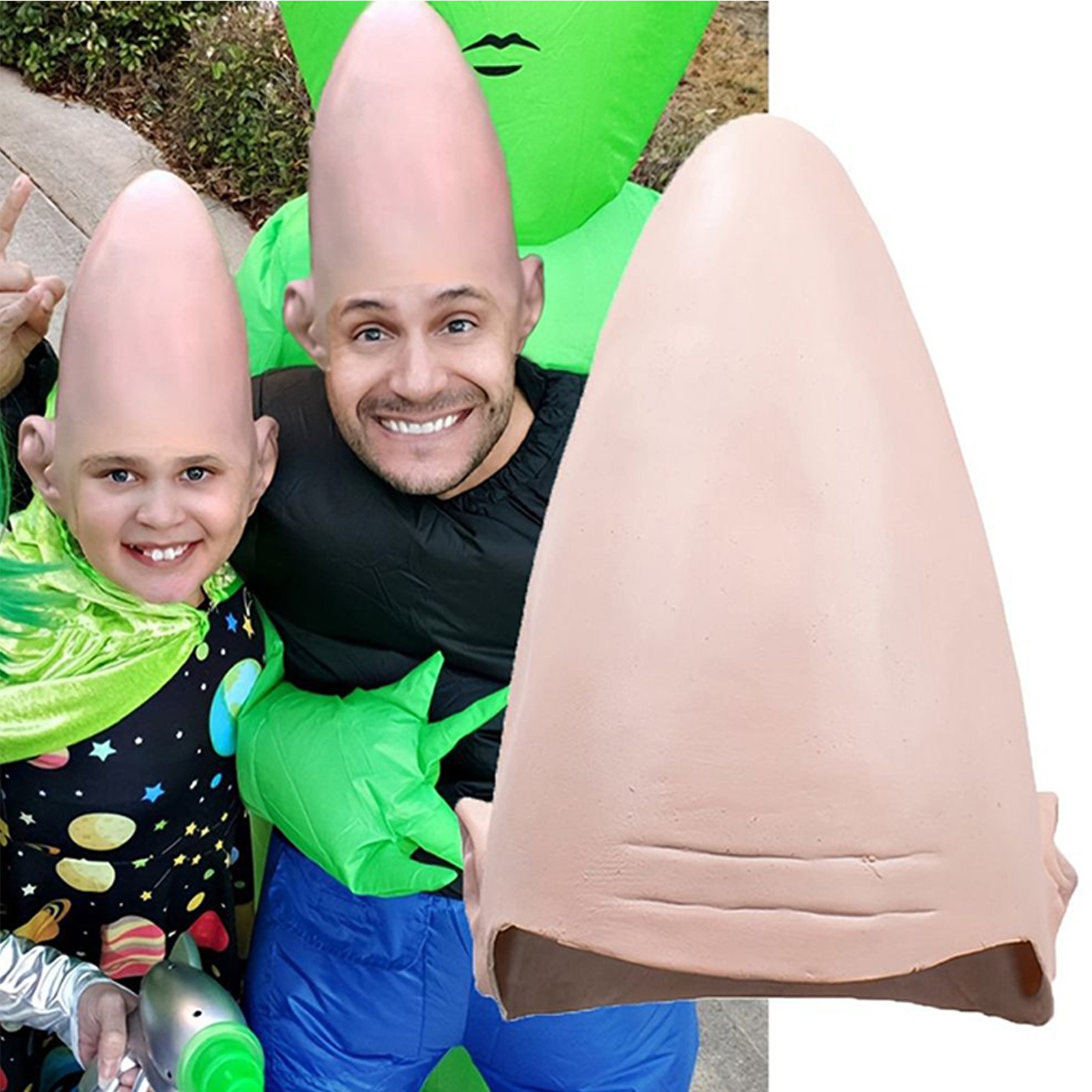 Adult Skeleton Alien Cone Bald Head Weird Costume Accessory Egg Shaped ...