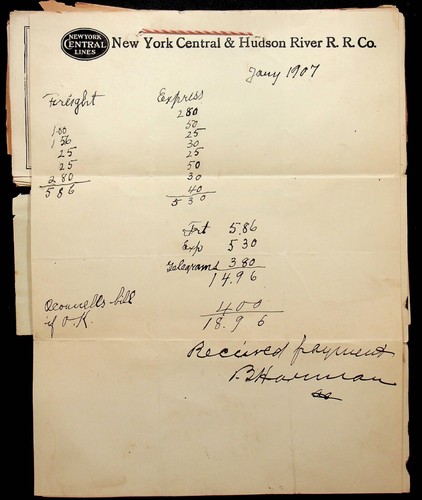 1907 NEW YORK CENTRAL & HUDSON RIVER RR CO PAPER PACKAGE - E16-H | eBay