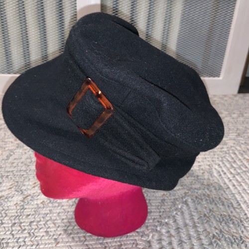 Ladies Black Wool Hat Buckle One Size Cute Warm And Stylish | eBay