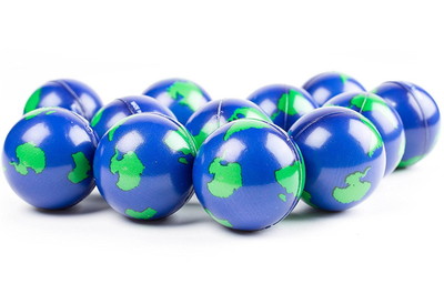 12 PACK EARTH WORLD GLOBE STRESS BALLS, SQUEEZE TOYS, 2" HAND EXERCISE ...