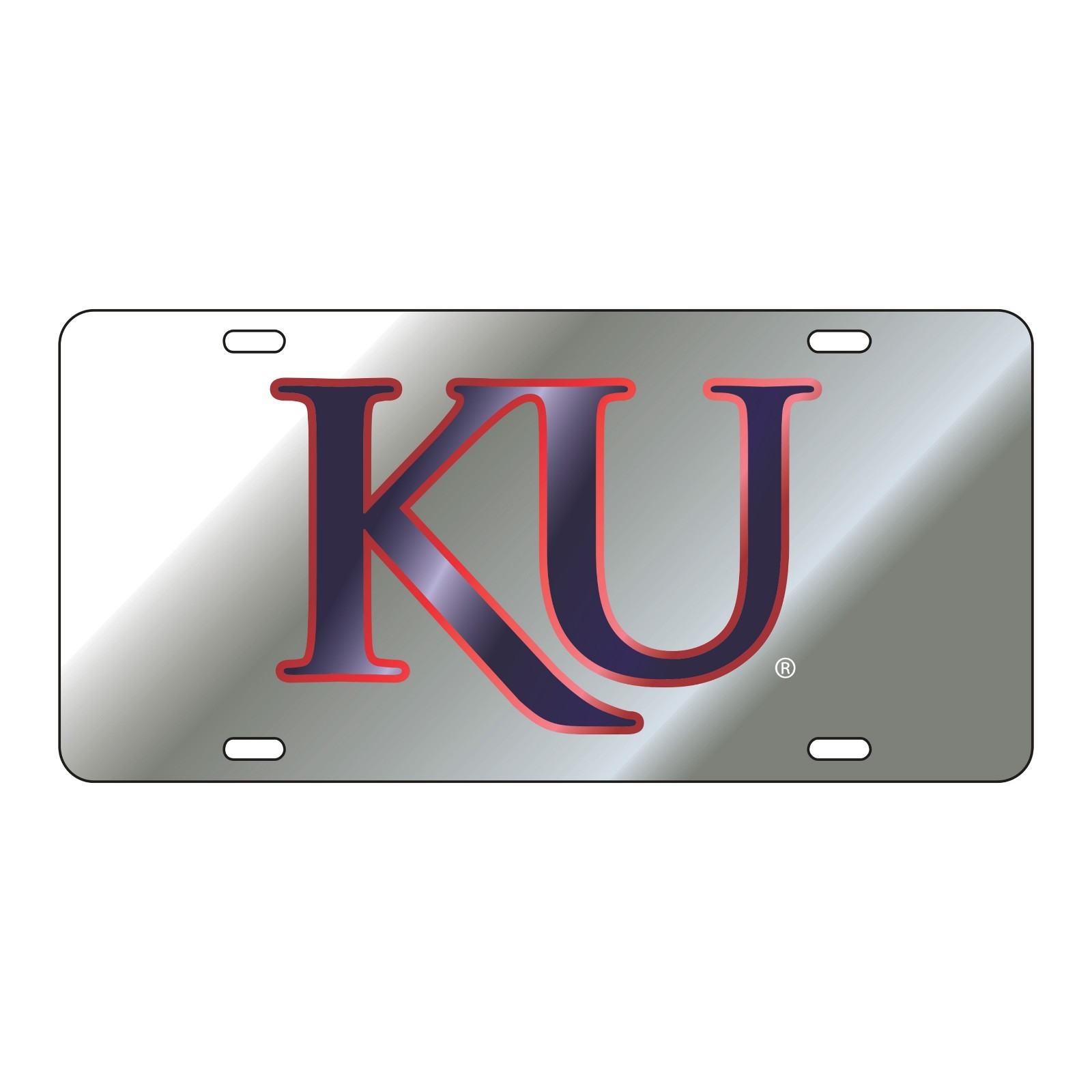 UNIVERSITY OF KANSAS Jayhawks Mirrored Silver KU License Plate / Car ...