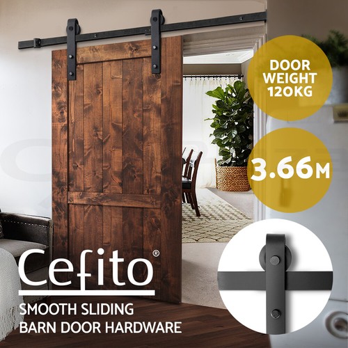 Cefito Sliding Barn Door Hardware Track Roller Set 3.66m Slide Office ...