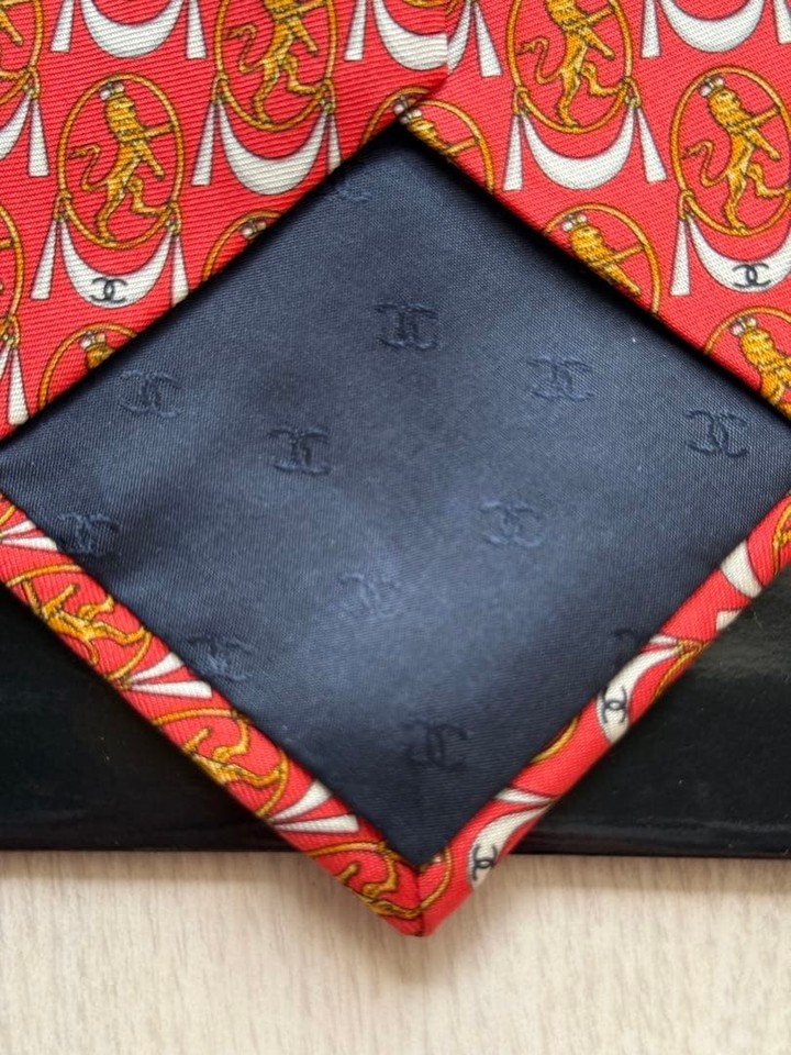 CHANEL COCO Tie silk Geometric pattern authentic used in Japan 1220 | eBay