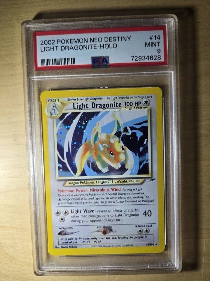 PSA 9 Light Dragonite Holo Rare MINT #14 Neo Destiny 2002 112807816 | eBay