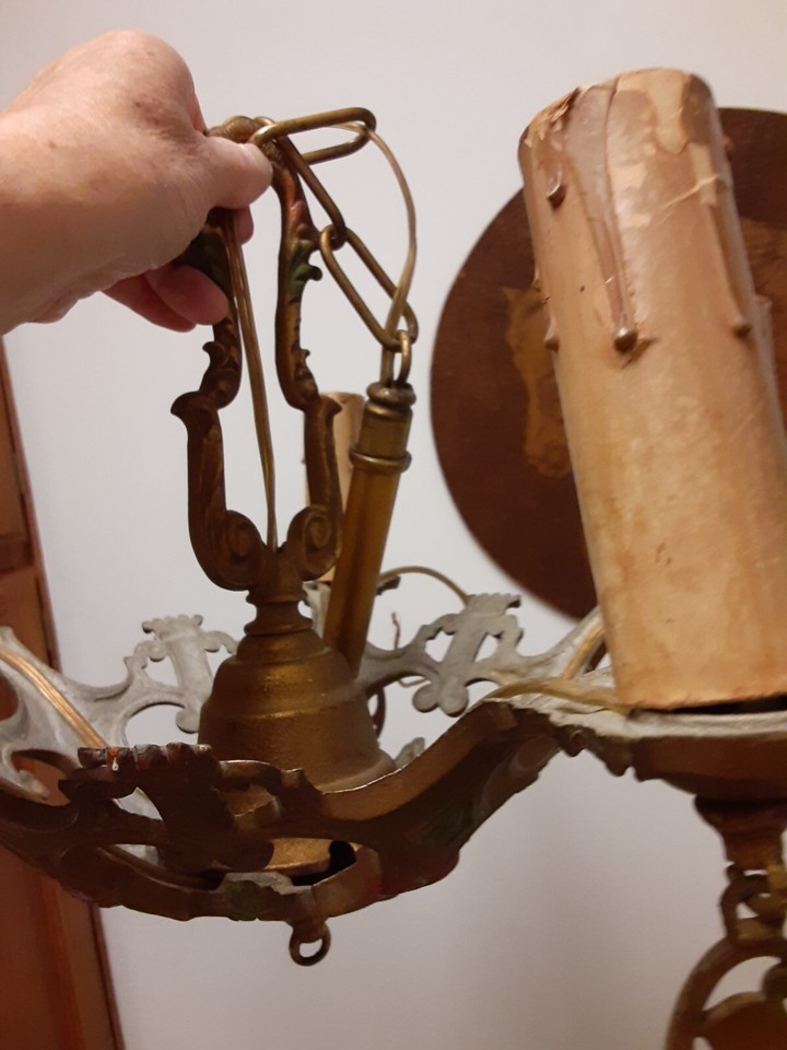 Antique Art Deco Art Nouveau Chandelier Fixture 5 light Light missing ...