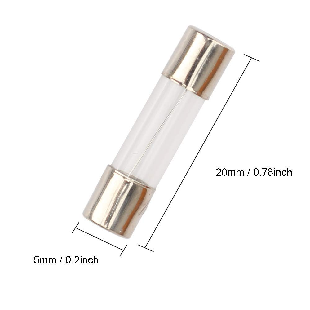 20 Pack 5A Fast-Blow Fuse, SIM&NAT 5Amp 250V Quick Blow Glass Tube ...