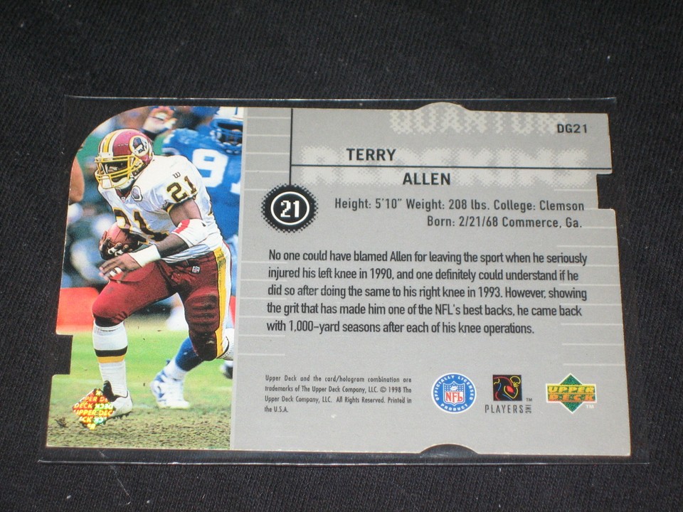 TERRY ALLEN REDSKINS STAR NFL FOOTBALL AUTHENTIC INSERT CARD LIMITED ...