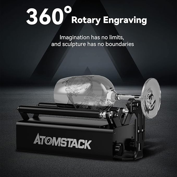 Used Atomstack R3 Pro Laser Rotary - 360° Y-Axis, Separate Support | eBay