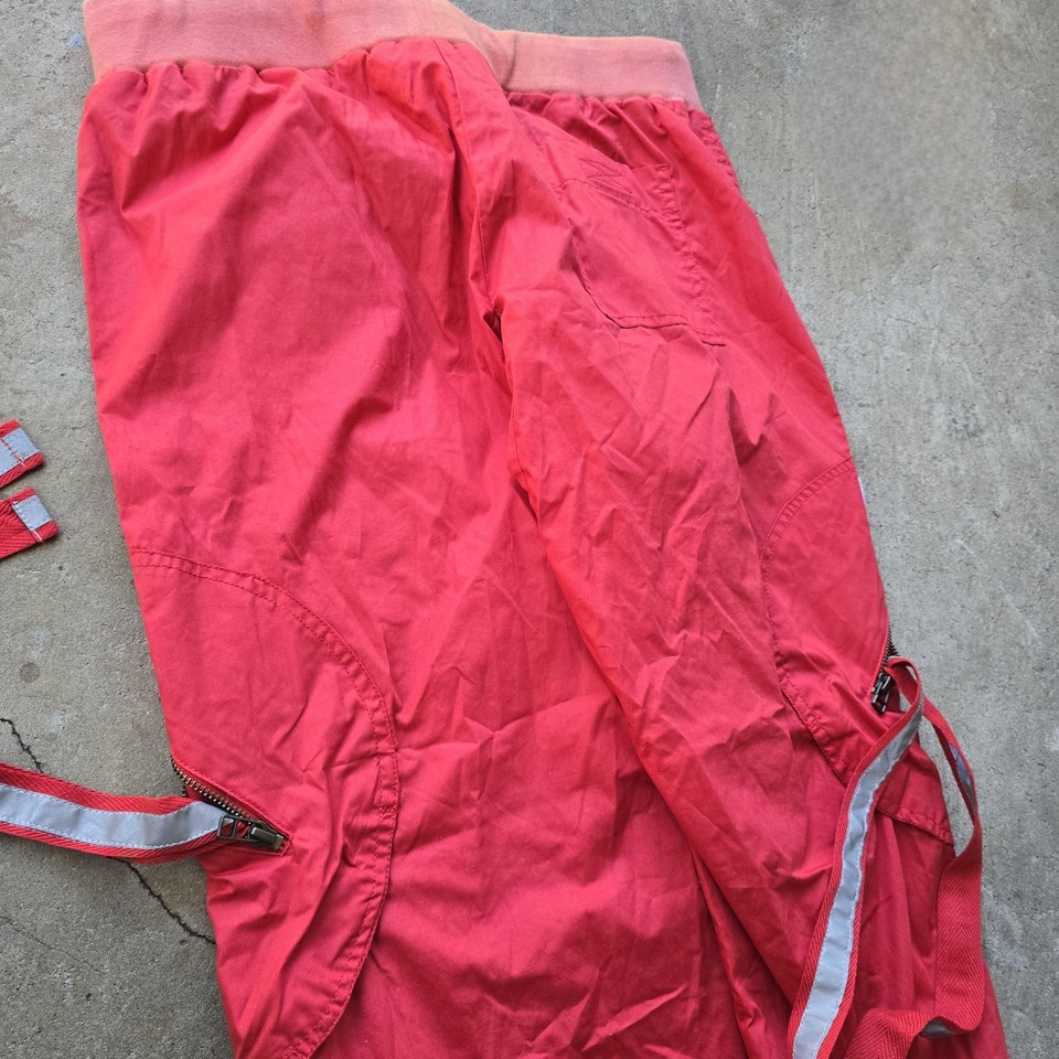 Vintage Y2K UFO Parachute Pants Red Baggy Cargo Rave Cyber Goth 90s M ...