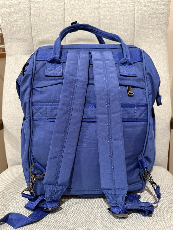 Lug Via 3-Way Convertible Backpack Tote Blue Polka Dot Insulated Pocket ...
