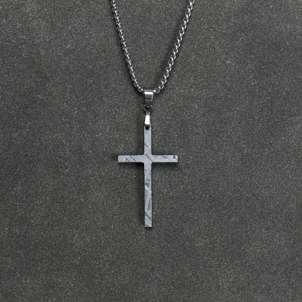 Natural Muonionalusta meteorite carved cross pendant necklace | eBay