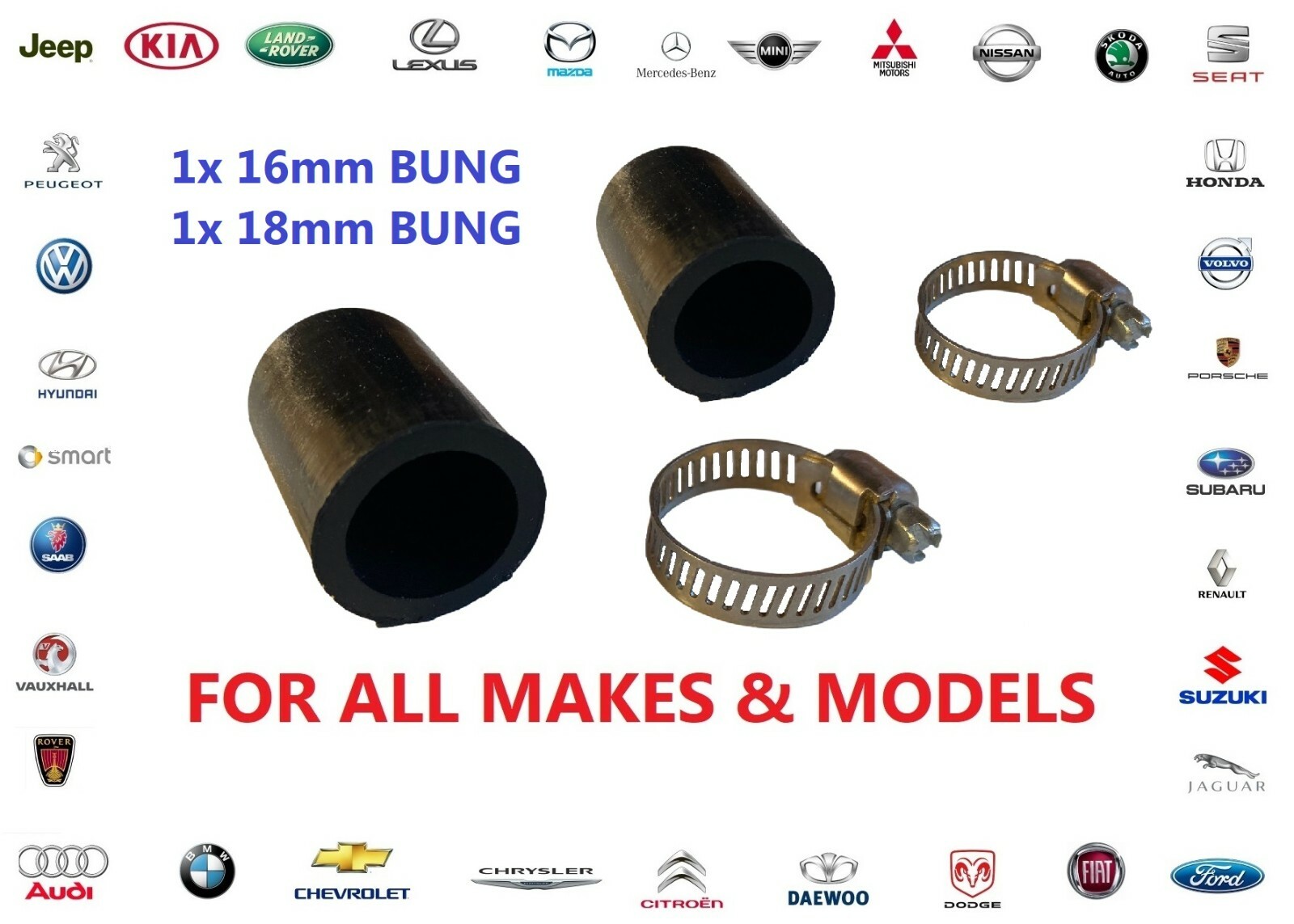 BUNG 18mm & 16mm RADIATOR CAR VAN BLANKING PLUG CAP RUBBER END CAP ...