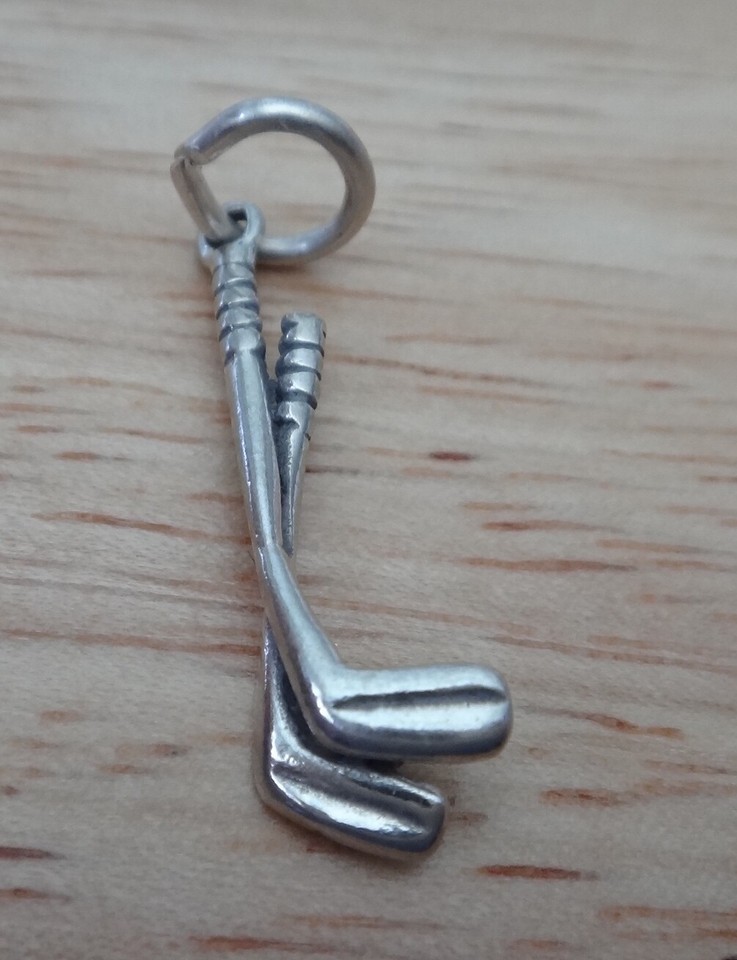 Sterling Silver 3D 24x6mm Golf Clubs and Golf Ball Charm | eBay