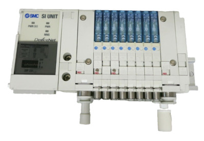 SMC EX180-SDN2 SI Unit DeviceNet w/ 8 SMC SJ2160-5CU-C4 Solenoid Valves ...