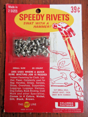 Vtg DOT SPEEDY RIVETS SILVER 20 pc USA RAPID RIVET SMALL NOS Directions ...