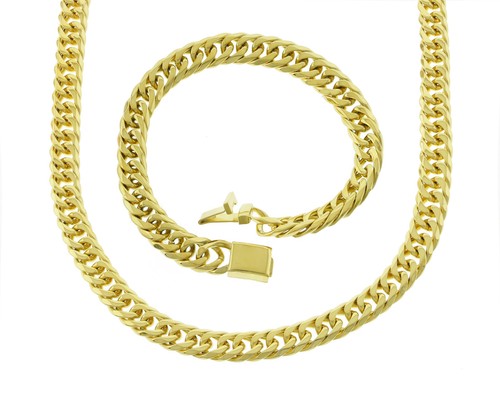 ANTI-TARNISH 9MM 18K Gold Plated Tight Miami Cuban Link Chain Bracelet ...